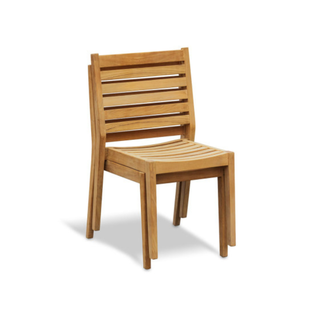 Modern Stackable Wooden Chair with Slatted Back Design
