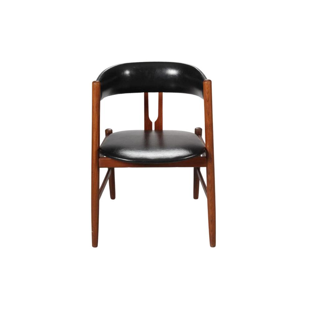 Rounded Wooden Cafe Chair with Curved Back and Padded Seat