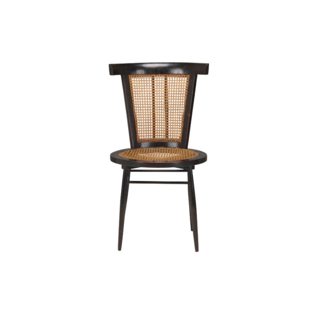 Rounded Wooden Café Chair with Cane Seat & Back